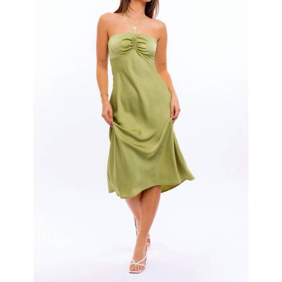 Le Lis | Dresses | New Le Lis Darling Glow Satin Midi Dress In Avocado ...